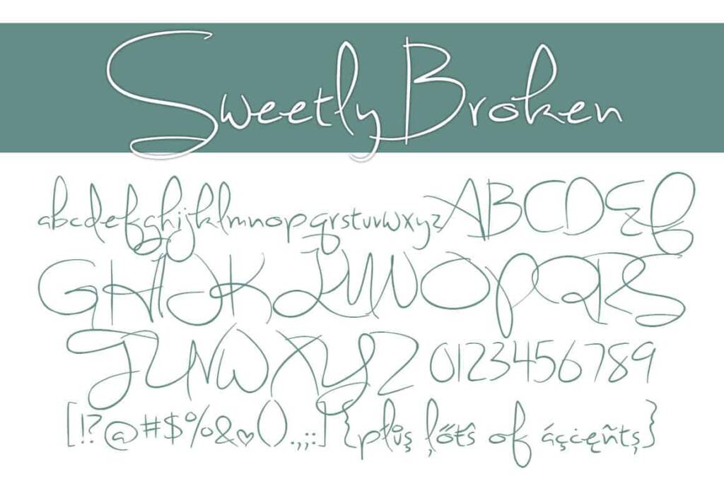 Sweetly Broken Font - Brittney Murphy Design
