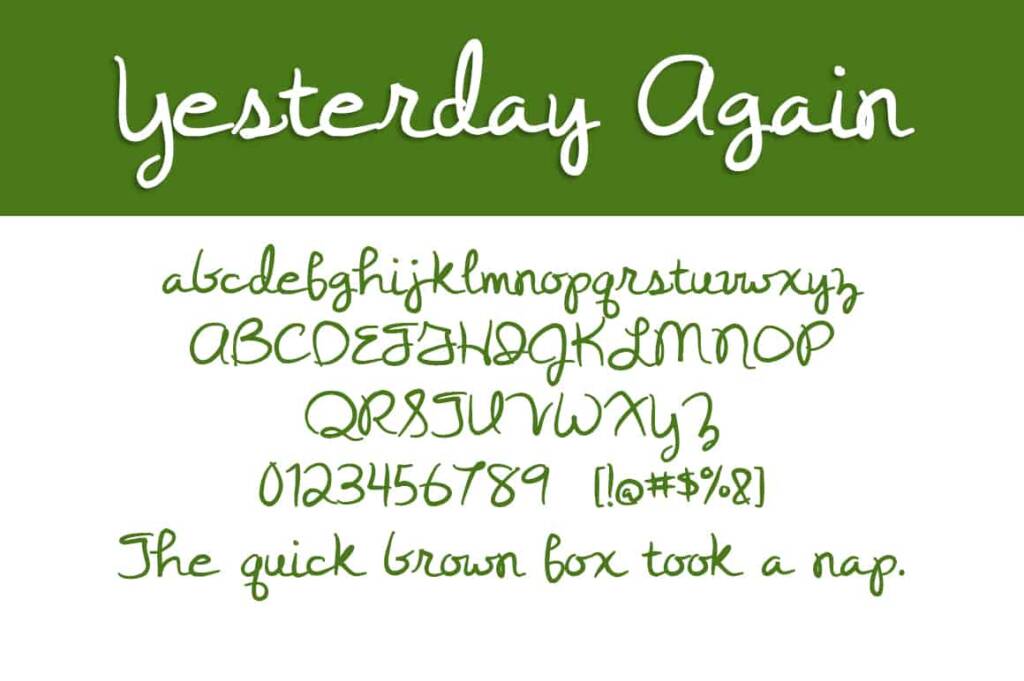 Yesterday Again Font - Brittney Murphy Design